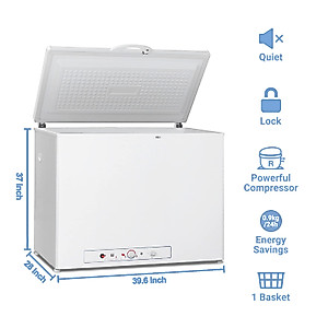 Techomey Propane Freezer 7 Cu.Ft, 110V/LPG Deep Chest Freezers with Lock, Top Open Door, 2-Way Off-grid Gas Freezer for Outdoor, Camping, Boondocking, White