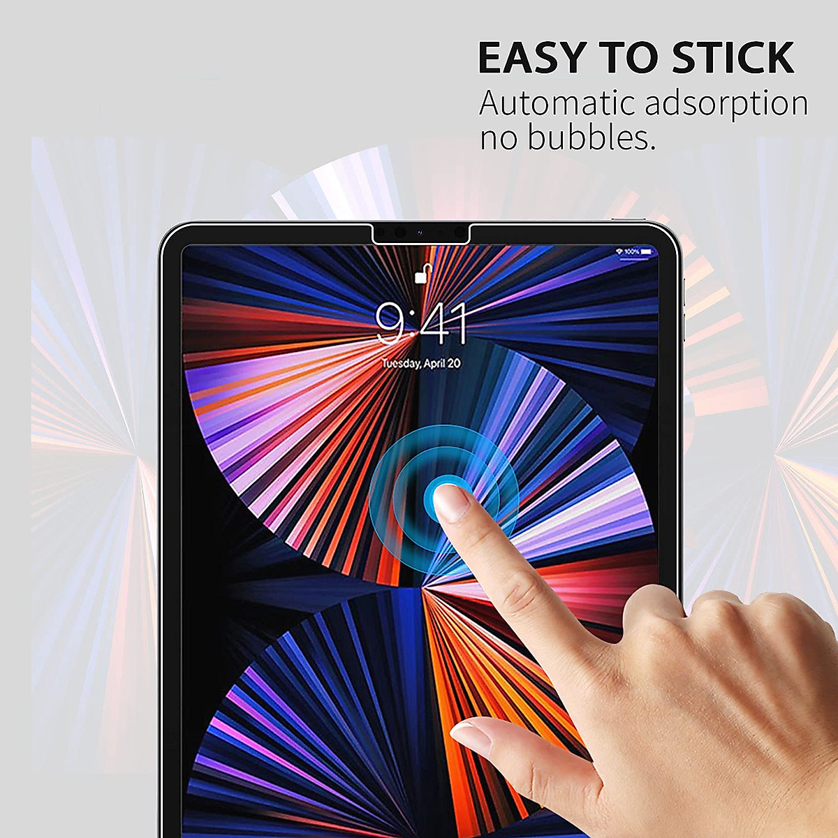 PULEN (2 Packs) for iPad Pro 12.9 2020/2021/2022 Screen Protector,HD Clear 9H Hardness Tempered Glass Compatible with Apple Pencil and Face ID (12.9 Inch)