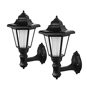 ONEVER Solar Vintage Wall Lamp Outdoor | Led Hexagonal Wall Light | Wall-Mounted Landscape | Garden Fence Yard Lamps | Waterproof Warm White (Pack of 2X)