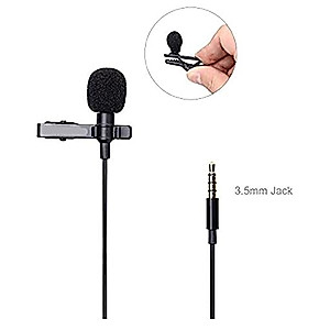 Camidy Clip On Lapel Microphone,Mini Handless Lavalier Mic 3.5mm Jack Wired Omnidirectional Condenser Microphone for Voice Recording