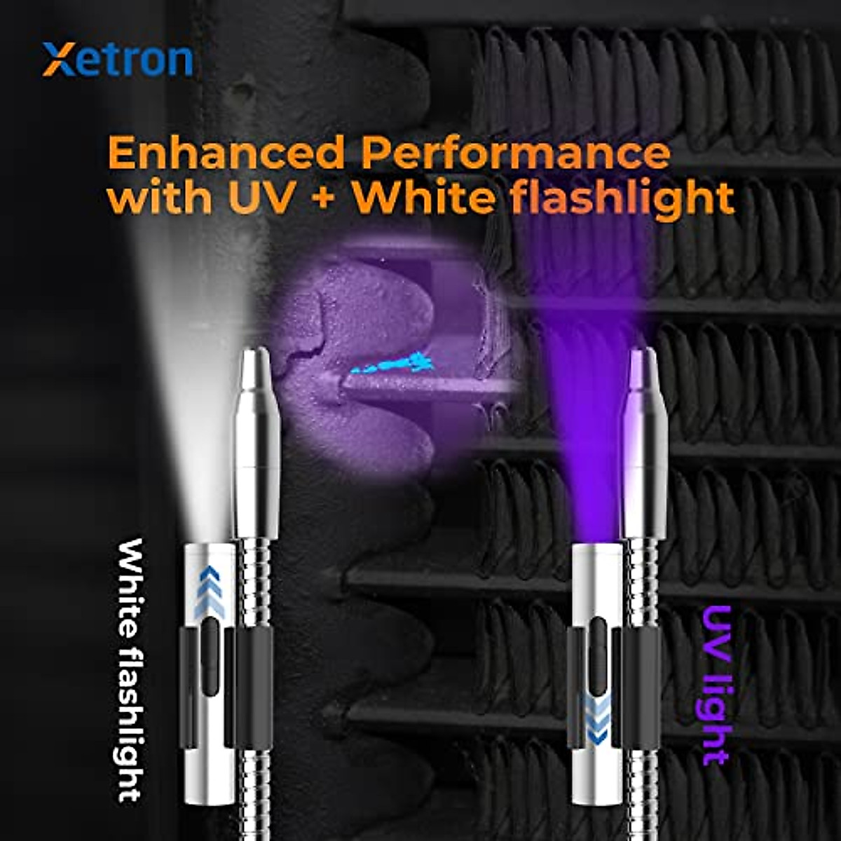 Xetron HVAC Refrigerant Leak Detector with UV LED,Automotive AC [R134A R410A R22 R1234YF] Freon Sniff Halogen Gas Leak Detector, 6 Adjustable Sensitivity, CFCs HCFCs HFCs HFOs CLD-100UV