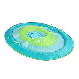 SwimWays Baby Spring Float with Canopy - Inflatable Float for Children with Detached Floating Toys and UPF Sun Protection - Aqua/Green