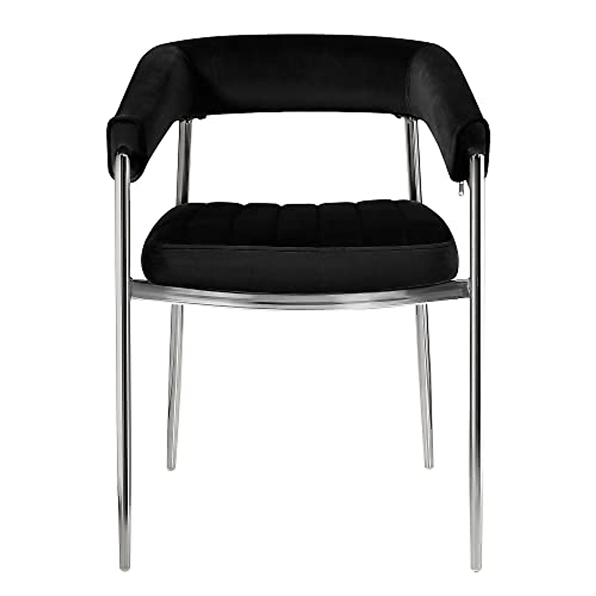 Bekrvio Dining Chairs Set of 2 Kitchen Dining Room Chairs with Arms and U-Shape Backrest, Mid Century Modern Living Room Accent Chair, Velvet Upholstered Kitchen Chairs with Metal Chrome Legs, Black