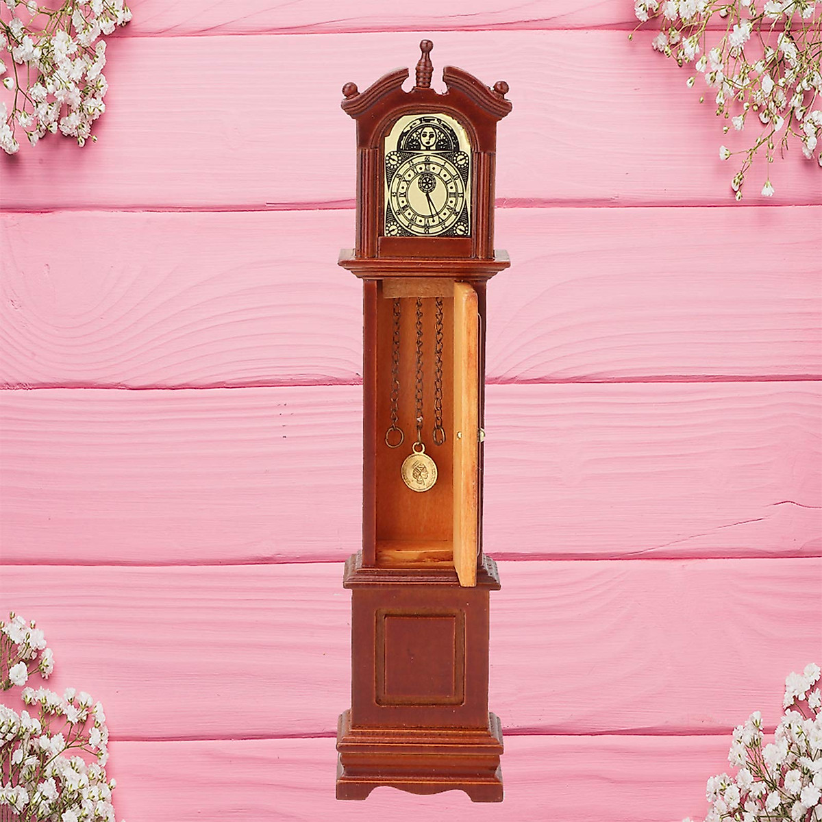 Snufeve 1:12 Miniature Doll House Furniture Miniature Floor Clock, Doll House Clock, for Dining Room Children Kids for Doll House Accessory