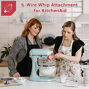 Wire Whip Attachment for KitchenAid 5-6 Quart Bowl-Lift Stand Mixers, K5AWW Wire Whisk Replacement, Egg Heavy Cream Cakes Mayonnaise Whisk, Silver
