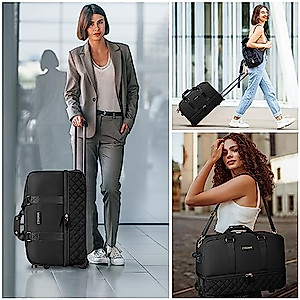 ETRONIK Rolling Duffle Bag with Wheels, 21-inch Flight Approved Travel Duffle Bag with Wet Pocket & Shoe Compartment, Carry On Luggage 22x14x9 Airline Approved, Black