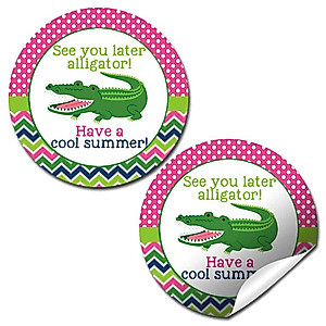 Later Gator End of The School Year Teacher Appreciation Thank You Sticker Labels for Girls, 40 2" Party Circle Stickers by AmandaCreation, Great for Envelope Seals & Gift Bags