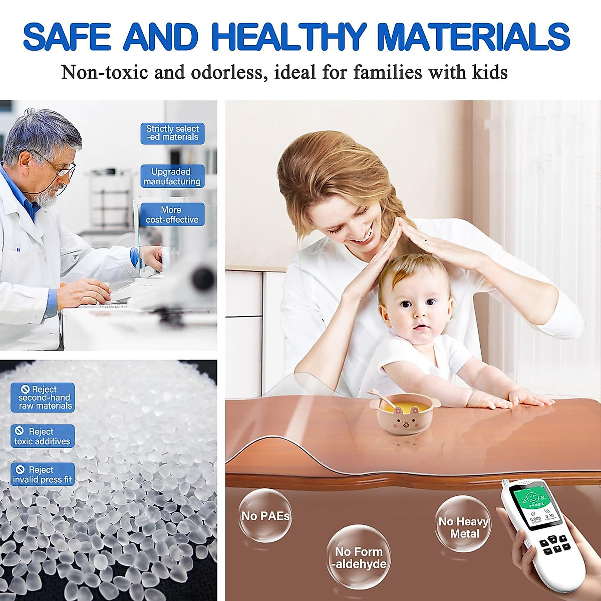 32X48 Inch Crystal Clear Table Protector PVC Vinyl Tablecloths Furniture Kitchen Dining Tabletop Coffee End Side Table Cover Wipeable Clear Plastic Tablecloth Thick Protective Desk Pad Mat Rectangle