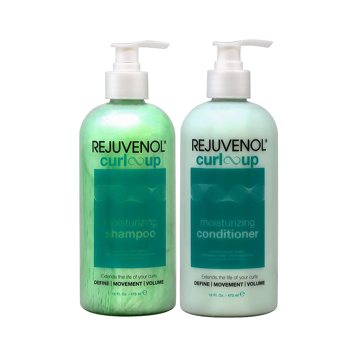 Rejuvenol Curl Up Moisturizing Shampoo 16oz + Conditioner 16oz