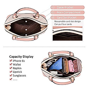 Small Crossbody Bags for Women Classic Double Zip Top Handle Dome Satchel Bag Shoulder Purse Pink&Beige