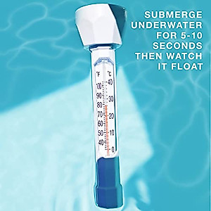 SplashTech Floating Buoy Pool Thermometer with Jumbo EZ Read Display & Cord- Shatter Proof- Swimming Pool Maintenance Equipment for Indoor or Outdoor Swimming Pool, Hot Tub, Jacuzzi, Spa