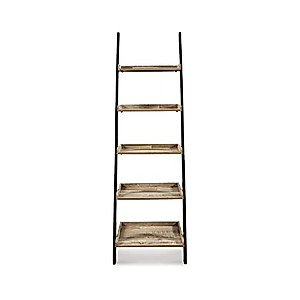 Signature Design by Ashley Gerdanet Urban Industrial 4 Shelf Ladder Bookcase, Light Brown & Black