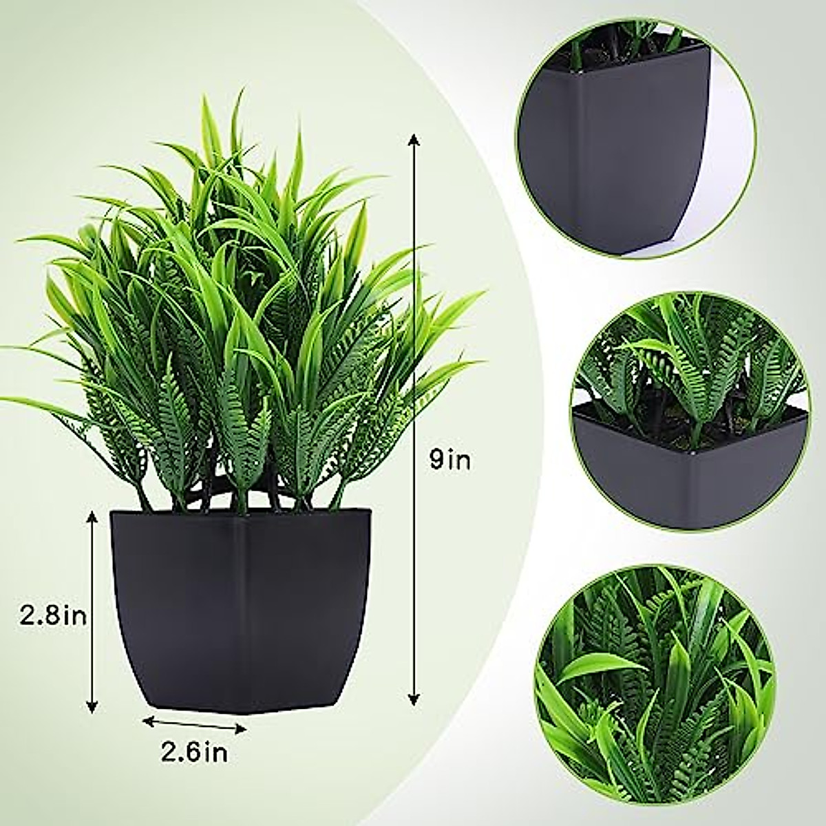 CEWOR 6 Pack Small Fake Plants Artificial Potted Plants Faux Plants Indoor for Home Bathroom Wall Decor