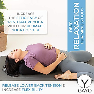 GAYO Yoga Bolster for Restorative Yoga- Made with 100% Cotton, Yoga Pillow Set includes Extra Washable Cover and Carry Bag, 18 x 11 x 6.5 inches