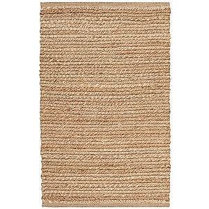 Nourison Natural Jute Solid Natural 2' x 3' Area -rug, Easy -cleaning, Non Shedding, Bed Room, Living Room, Dining Room, Kitchen (2x3)