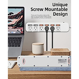 KRR Power Strip Independent Switches, Extension Cord 6 feet, 6 Outlets, 300J Surge Protector