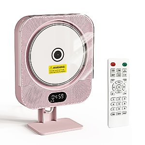 Kpop Pink CD Player Desktop/Wall,Wired Cute CD Music Player Gift for Kids with Bluetooth Speakers,CD Players for Home with Remote Control with LED Support Copy/FM Radio/Alarm Clock/CD/USB/TF/AUX