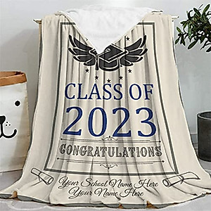Larerh Personalized Graduation Blanket Gifts 2023, Class of 2023 Custom Name 50"x60" Throw Graduation Gift for Him & Her, Back to School for Women/Men, Friends, Daughter, Son