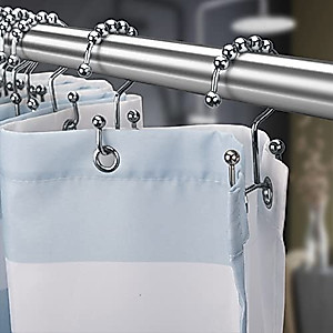Titanker Shower Curtain Hooks Rings, Rust-Resistant Metal Double Glide Shower Hooks for Bathroom Shower Rods Curtains, Set of 12 Hooks - Chrome