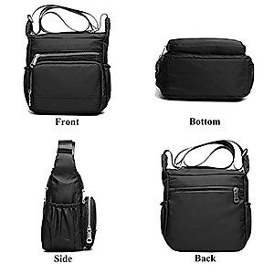 VOLGANIK ROCK Small Nylon Crossbody Bags for Women Multi Pocket Pocketbook Shoulder Bag Ladies Lightweight Purse and Handbags