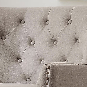 Rosevara Atlas Accent Chair Mid-Century Modern Chair Upholstered Lounge Arm Chair Cozy Accent Chair Tufted Accent Chair Small Accent Chair with Soft Cushion for Living Room, Bedroom Small Spaces