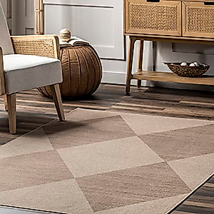 nuLOOM Simple Diamond Easy-Jute Machine Washable Area Rug, 5' x 8', Natural