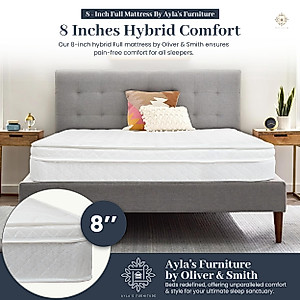 Aylas Furniture Full Size Mattress- 8 Inch Hybrid Mattress Full with High Density & Comfort Cold Foam with Continuous Coil Bonnell Springs - Eco-Friendly, Breathable Full Mattress Medium Firmness