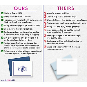 Classic Monogram Stationary Set FOLDED NOTE CARDS, Personalized Stationary Set, Personalized Monogram Stationery Set, Your Choice of Colors and Quantity