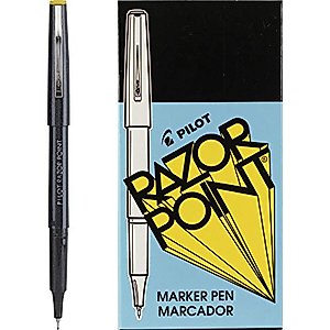 PILOT Razor Point Fine Line Marker Stick Pens, Ultra-Fine Point (0.3mm) Black Ink, 12-Pack (11001)