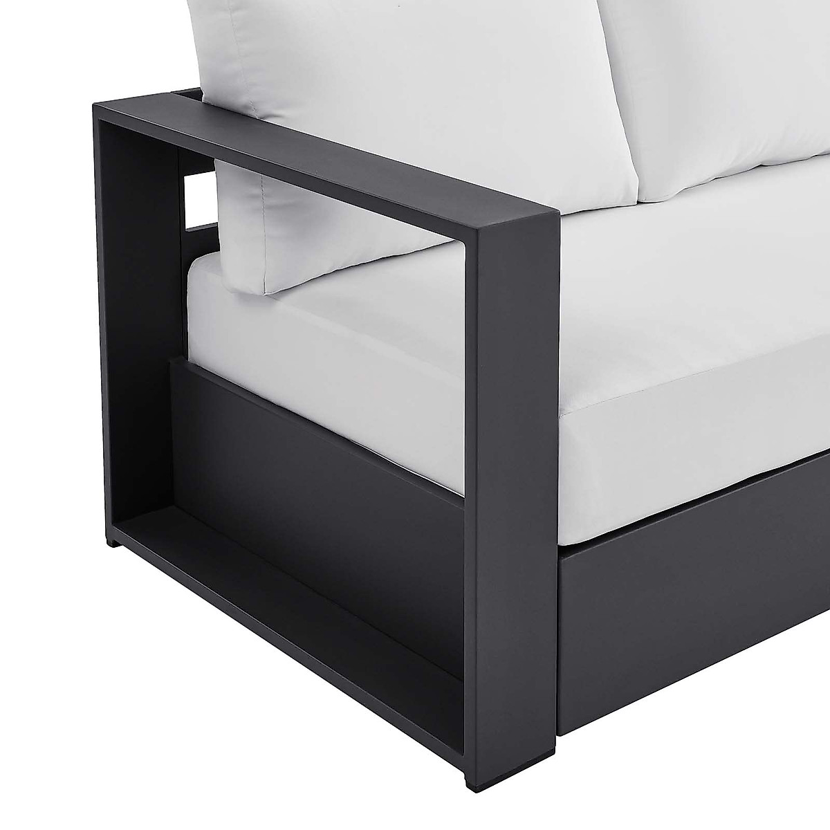 Modway Tahoe Aluminum Outdoor Patio Sofa in Gray White