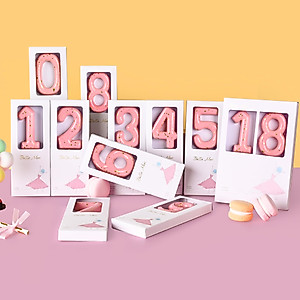 Bella Meri 2.76 Inch Classical Pink Gold 1 Number Birthday Candles, Gold Number Candles, Cake Number Candles, Party Celebration