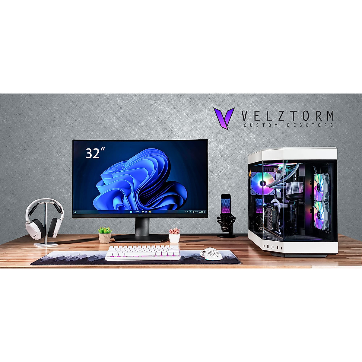 Velztorm Praetix Gaming Desktop PC (14th Gen Intel i9-14900K 2.40GHz, GeForce RTX 3060 Ti 8GB, 32GB DDR5, 1TB PCIe SSD + 1TB HDD (3.5), 360mm AIO, RGB Fans, 1000W PSU, WiFi 6, Win 11 Home) VELZ0076