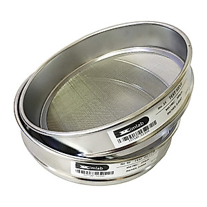 KimLab Economy 8 Pcs Test Sieve with Lid and Pan,#5,#10,#35,#60,#120,#230 Mesh Size,304 Stainless Steel Wire Cloth, 8" Diameter