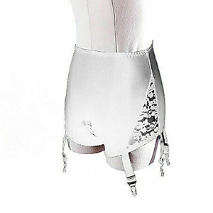 leesuo Women's Sexy Crothless Nylon Lace Garter Belt with 6 Straps Metal Clip for Stockings