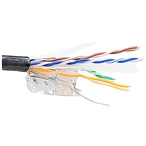 Micro Connectors 250 Feet Cat6 Solid (F/UTP) Outdoor Bulk Ethernet 23AWG Cable (Black) (TR4-560BOU-250)