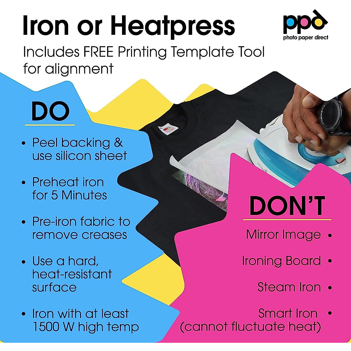 PPD Inkjet PREMIUM Iron-On Dark T Shirt Transfers Paper LTR 8.5x11" pack of 10 Sheets (PPD004-10)