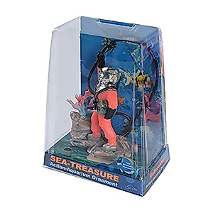 Saim Diver with Hose Live Action Aerating, Air Action Aerating Decorations Diver Movement Live-Action for Aquarium Fish Tank Ornament - Rose Red