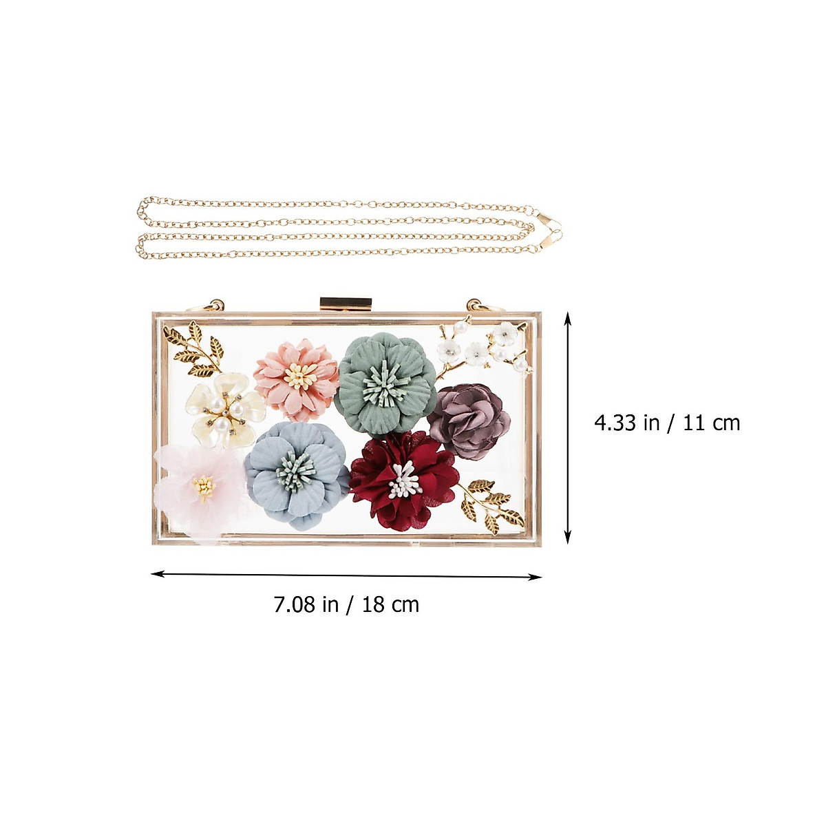 VALICLUD Evening Bag Acrylic Box Clutch Purse Flower Clutch Bag for Prom Party Banquet Wedding