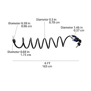 Amazon Basics Bike Cable Lock, 6 Foot, Black