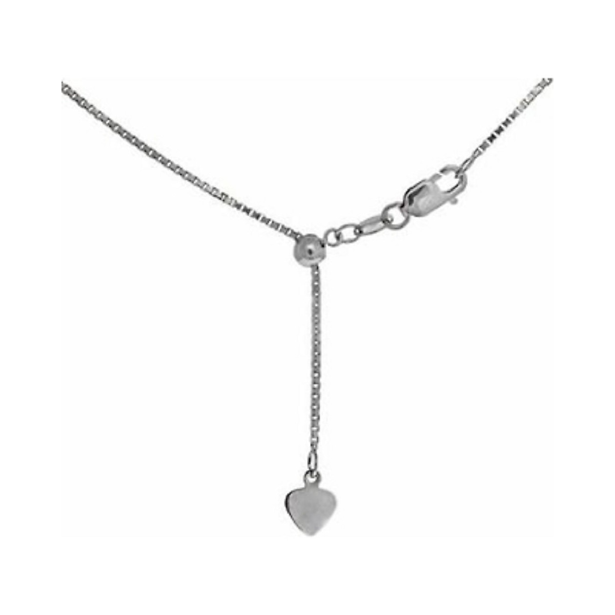 Central Diamond Center 22" Adjustable Box Chain Made in Italy, 1.00mm 10k White Gold