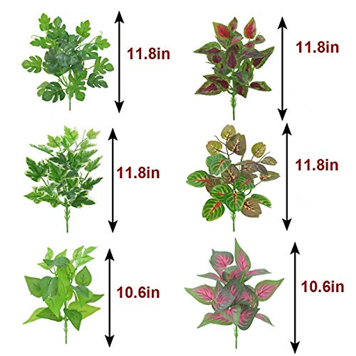 kathson Reptile Terrarium Plants Hanging Artificial Lizards Habitat Climbing Decorations with Suction Cups Pets Tank Fake Green Plastic Ornament for Amphibians Bearded Dragons 6PCS