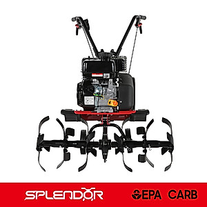 SPLENDOR Gas Powered Tiller 4 Cycle Engine 212CC Working Width Adjustable 13in-22in-33.5in