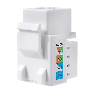TENINYU 10-Pack RJ45 Keystone Jack Module Connector 568A/568B, Keystone Adapter Compatible Cat 6/5e/5 Connector,Cat6 Keystone Jack,RJ45 Female Connector,White