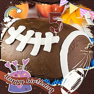 Tondiamo Football Birthday Number Candles Football Birthday Candle Football Candles for Cake Football Cake Topper for Boys Girls Kids Party Supplies Anniversary Celebrations Decorations(Number 5)