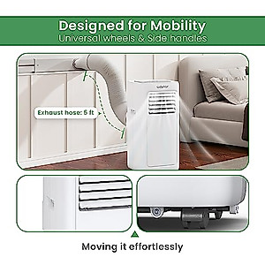 Waykar 9,000 BTU Portable Air Conditioner up to 450 Sq. Ft with Dehumidifier and Fan Mode, 3-in-1 Room AC with Drain Hose, 24Hrs Timer, Installation Kit for Home Office