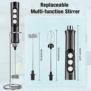 Rechargeable Milk Frother Handheld for Coffee, Stirrers Electric Whisk with Wall Mounted Stand, Drink Mixer Hand Frother Wand (MF02)