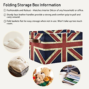 ALAZA Old Union Jack Fashion Foldable Storage Box Storage Basket Organizer Bins with Handles for Shelf Closet Living Room Bedroom Home Office 2 Pack