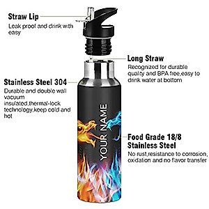 Abstract Fiery Dragon Pattern Personalized Water Bottle Double Stainless Steel Insulated Simple Customized Cup