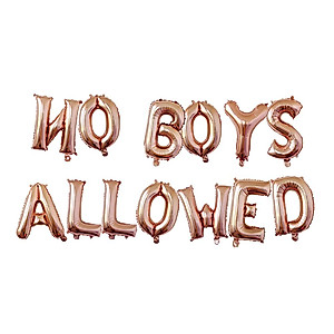 AnnoDeel 16inch NO BOYS ALLOWED Foil Balloons Banner,Rose Gold Letter Mylar Balloon for Women Bride Bacheloretter Banner Party Decoration