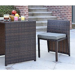 Urban Home Furniture Cape Town 3-Piece PE Wicker Bistro Steel Cushions Outdoor Dining Set, Mahogany Brown, Grey